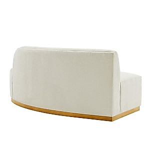 Manhattan Comfort Daria Contemporary 2-Piece Sectional Couch in Linen Upholstery, 132-Inch Living Room Sofa with Pine Wood Frame, Metal Base, High-Density Foam Padding & 2 Accent Pillows, Ivory