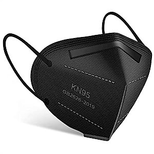 KN95-5 Layer Face Mask (10 pcs) black – Filtration>95% with Comfortable Elastic Ear Loop | Non-Woven Polypropylene Fabric, Protection for Essential Workers