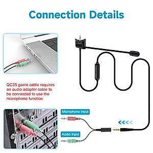 Koffmon QC35II Boom Microphone Cable Upgrade Replacement Cord with Mic Mute Control Auxiliary Cable Compatible with QuietComfort 35&QC35 II Headphones for PS4 Xbox One PS5-4ft