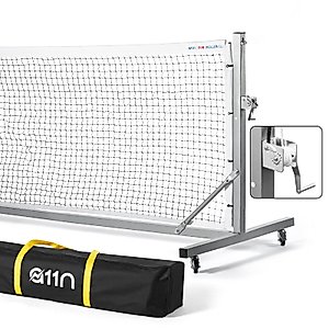 A11N Sports Pro Pickleball Net with Wheels and Hand Winch, Tournament Regulation Size, Anti-Sag Design, Perfect for Outdoor Court & Indoor Gym Floor