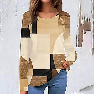 Womens Clothes Fall Sweaters for Women 2023 Fashion Hoodies & Sweatshirts Thermal Long Sleeve Women Tops To Wear with Leggings Dressy Tops Fall Long Sleeve Shirts for Women（5-Yellow,X-Large）