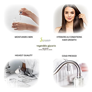 Vegetable Glycerin USP Grade Non-GMO Natural | Cosmetic Products, Skin, Hair Care, Soap Making, Household Uses | Soapeauty | 32 oz