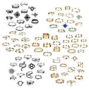 Kakonia 86Pcs Knuckle Rings Set for Women Vintage Boho Aesthetic Rings Pack Stackable Midi Joint Finger Rings