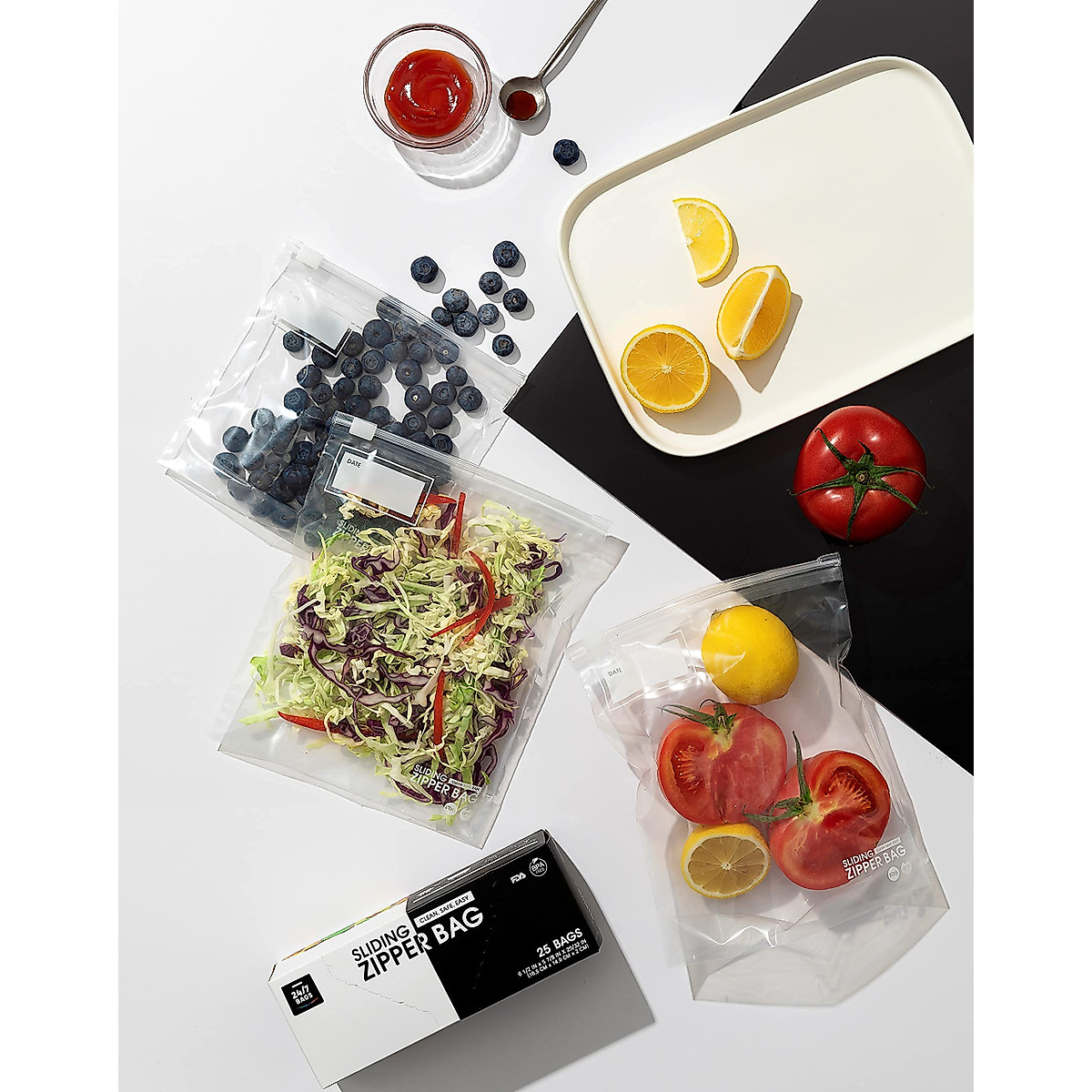 50 Slider Small Food Storage Bags, Expandable Bottom, Secure Slider Seal, BPA-Free, Easy Open On The Go for Snacks