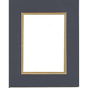 16x20 Navy Blue & Gold Double Picture Mat, Bevel Cut for 11x14 Picture or Photo