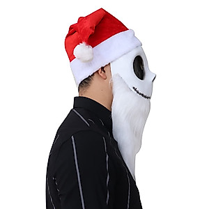 Santa Jack Skellington Mask Costume The Skeleton White Beard Red Hat Nightmare Party Before Christmas Cosplay Prop