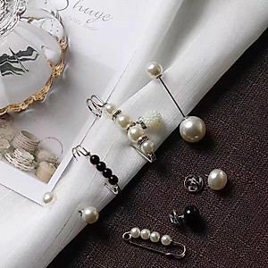 50 Pcs of Artificial Pearl Brooches Elegant Hat Safety Pins Decorative Dress Brooch Sweater Shawl Pin Collar Women Artificial Crystal Cardigan Clip Jewelry Girls Clothing Decoration Accessories