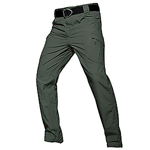 CARWORNIC Men's Outdoor Tactical Pants Rip-Stop Lightweight Stretch Military Cargo Work Hiking Pants Army Green