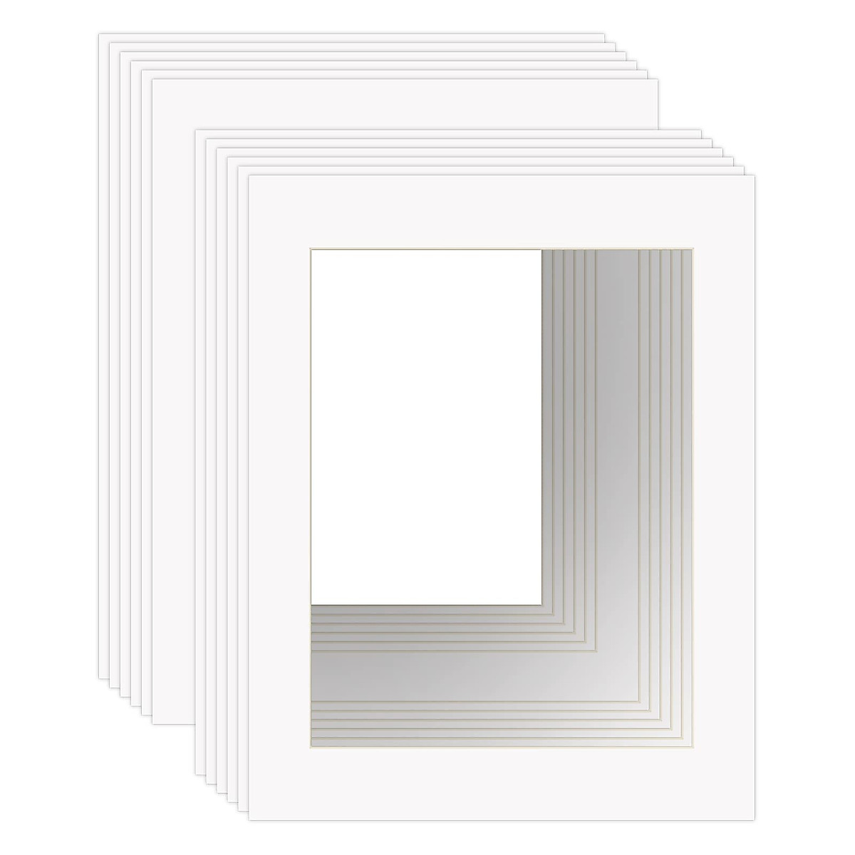 ZBEIVAN 11x14 White Picture Mats for 8.5x11 Pictures with Core Bevel Cut Frame Mattes - Pack of 12