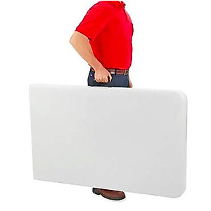 New Home Era Folding Table - Foldable Heavy Duty Plastic Table for Indoor & Outdoor Parties, Picnic, Camping, Wedding BBQ Catering, Garden Dining - Fold-in-Half Portable Utility Table - White - 8ft