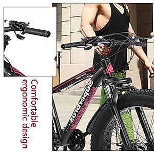 Fat Tire Mountain Bike, 26'' 21 Speed Outdoor Snow Beach Hybrid MTB Racing Bikes for Adult Women Men, Comfort Complete Cruiser Bicycle, Lightweight City Commuter Road Cycling, Dual Disc Brakes (P)