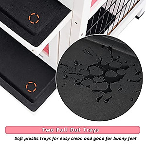 Lovupet Rabbit Hutch Indoor with Tray, 48” Bunny Hutch Outdoor 2 Story Wooden Rabbit House Guinea Pig Cages with Ramp for Habitat, Small Animals,Pet,0323