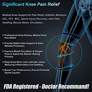 NEENCA Professional Knee Brace for Pain Relief, Medical Knee Support with Patella Pad & Side Stabilizers, Compression Knee Sleeve for Meniscus Tear, ACL, Joint Pain, Runner, Workout - FSA/HSA APPROVED