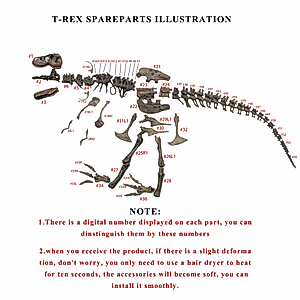 3D T-Rex Dinosaur Skeleton Model Puzzles Simulation Educational Toy Pre-School Teaching Soft Non-Toxic PVC Material Gifts