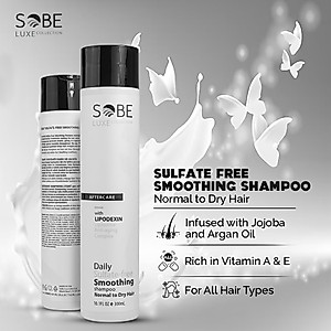 SOBE LUXE - Smoothing Shampoo for All Hair Types, Sulfate Free 10 Oz - Moisturizes, Strengthens, Protects Color and Repair - With Panthenol and Amino Acids