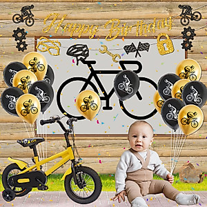 Bike Birthday Party Decorations, Including Banner, Cake Toppers, Balloons, Hanging Signs Bicycle Sports Theme Birthday Party Supplies for Kids and Bicycle Fans (B)