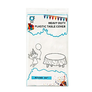 D&Z 6 Pack White 84" Round Plastic Tablecloth Table Cloth Disposable Table Covers for Party Birthday Wedding Christmas