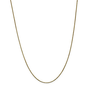Solid 14k Yellow Gold 1mm Box Chain Necklace - with Secure Lobster Lock Clasp 14"