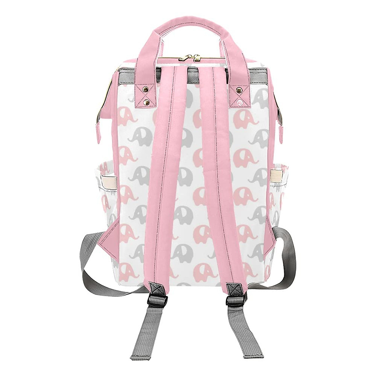 Pink Gray White Elephants Diaper Bags Backpack Personalized Baby Bag Nursing Nappy Bag Travel Tote Bag Gifts