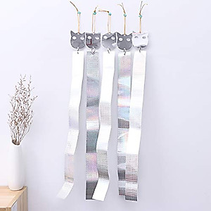 Happyyami 10Pcs Hanging Reflective Bird Detterent Device Double Sided Reflective Tape Bird Scare Ribbon Reflective Hanging Spinners Keep Birds Away from Your Garden Farm Yard