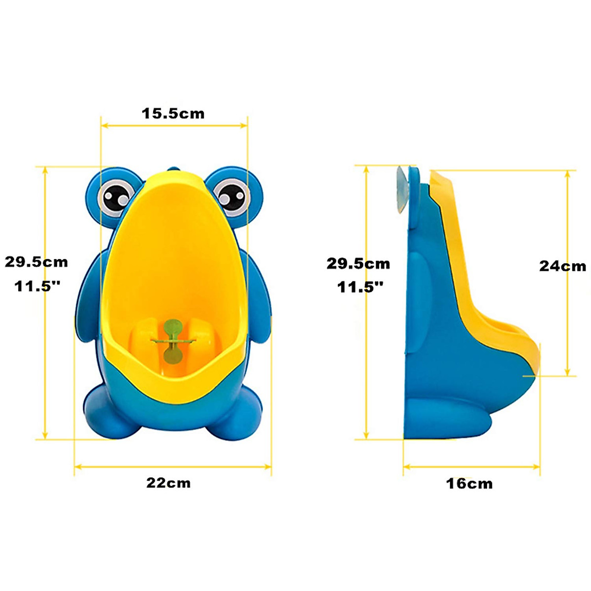 Beetoo Cute Frog Potty Training Urinal for Boys with Hook - Baby Standing Urinal Potty Trainer with Funny Aiming Target - Blackish Green