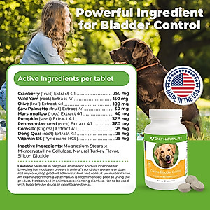 ONLY NATURAL PET Canine Bladder Control - Senior Dog Care Supplement - UTI, Urinary Tract Health, Incontinence Support w/Cranberry Extract | Pills, Vitamins, 90 Chewable Tablets (Natural Turkey)