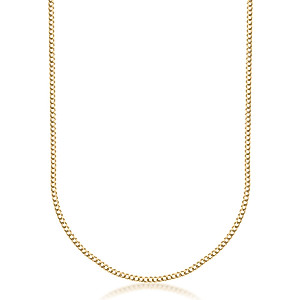 PORI JEWELERS 14K Yellow Gold 2.5MM Cuban/Curb Chain Necklace - Made In Italy (2.5MM, Yellow, 20)