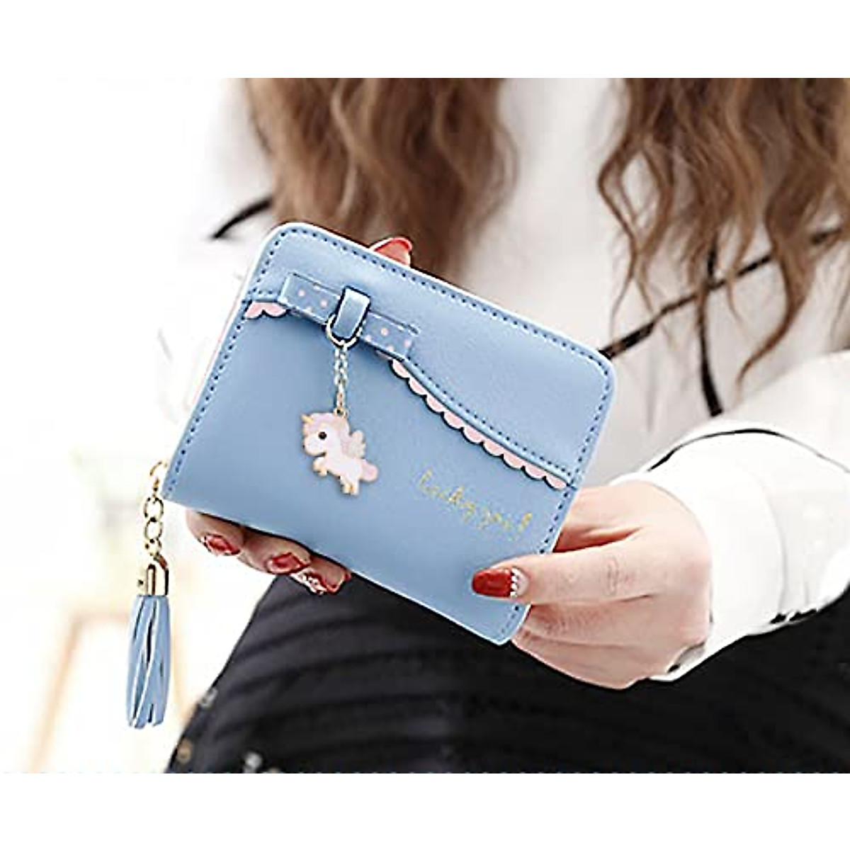 UTO Wallet for Girls Cute Unicorn Bowknot Women Coin Purse Card Bill Holder Organizer