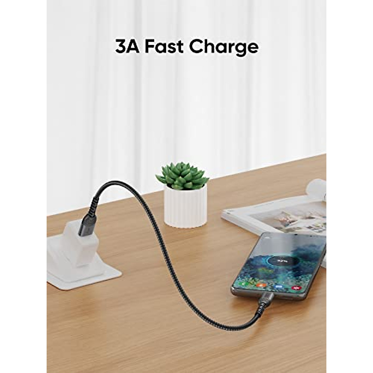 CableCreation Short USB C Cable 3A Fast Charging 2 Pack 1FT, USB-A to USB-C Charge Double-Braided Exterior Compatible with iPad Mini Galaxy S21 S20 S10 S9 Note 10 9 PS5 Controller, USB C Cord Gray