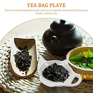 Operitacx Ceramic Teabag Coasters Tea Bag Storage Plate Teabag Caddy Holder Classic Tea Saucer Spoon Rest Seasoning Dish for Home Tea Party Favor