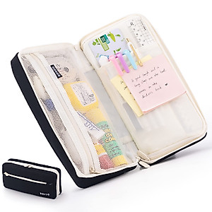 EASTHILL Big Capacity Pencil Case Pencil Pouch School Supplies for College Students Office Simple Stationery Pencil Holder Bag Teen Girls Women-Black