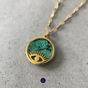 Evil Eye Necklace Gold 18k Turquoise Crystal Necklace for Protection Luxury Turquoise Pendant Natural Crystal Jewelry