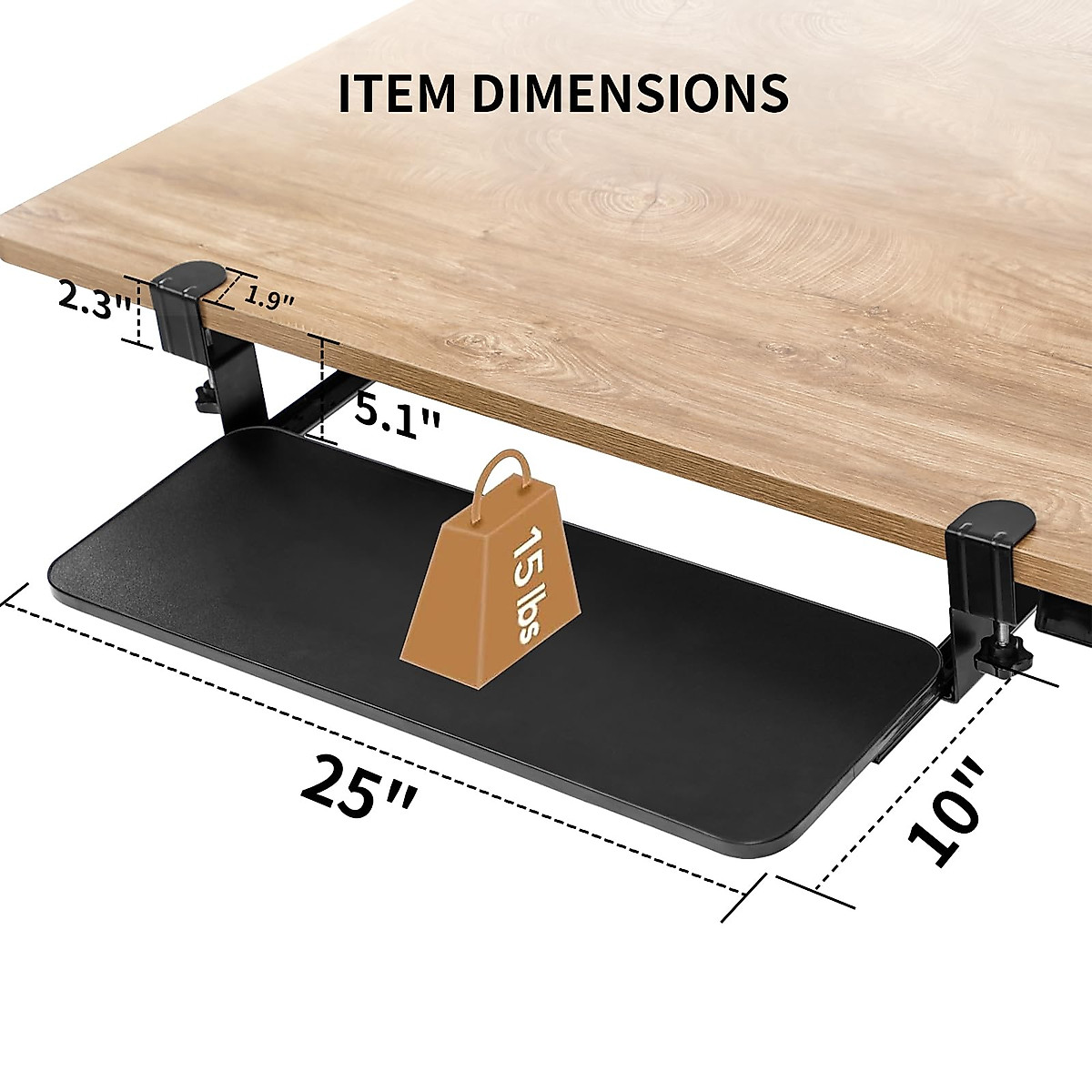 ADOFFUR Keyboard Tray Under Desk,Pull Out Keyboard & Mouse Tray with Heavy-Duty C Clamp Mount and Mat, Slide Out Platform Drawer for Home Office Computer Workstations