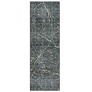 RUGSREAL Area Rug 2x6 Runner Rug Kitchen Mat Vintage Floral Runner Rug Entrance Foldable Rug Washable Hallway Entry Carpet Non Slip Rugs Farmhouse Living Room Bathroom Bedroom Dining Room,Grey