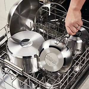 KitchenAid Saucepan with Pour Spouts, 1 Quart, Brushed Stainless Steel