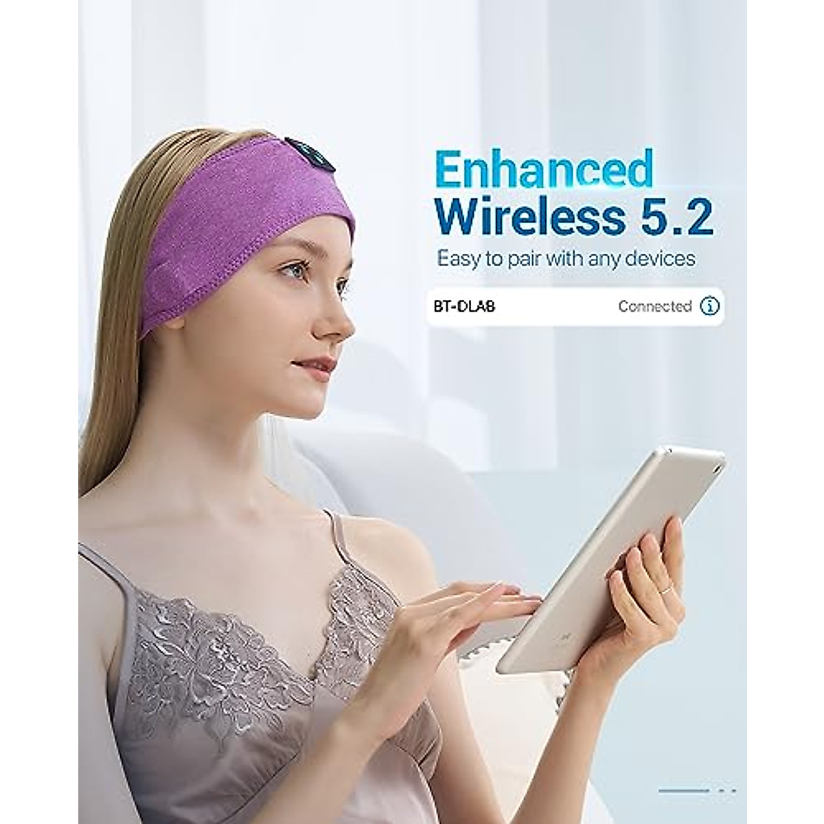 Voerou Sleep Headphones, Adjustable Bluetooth Headband Wireless Earbuds Washable Sleeping Music Headphones, Technology Gadgets for Side Sleepers, Workout, Jogging, Yoga, Insomnia, Travel, Meditation