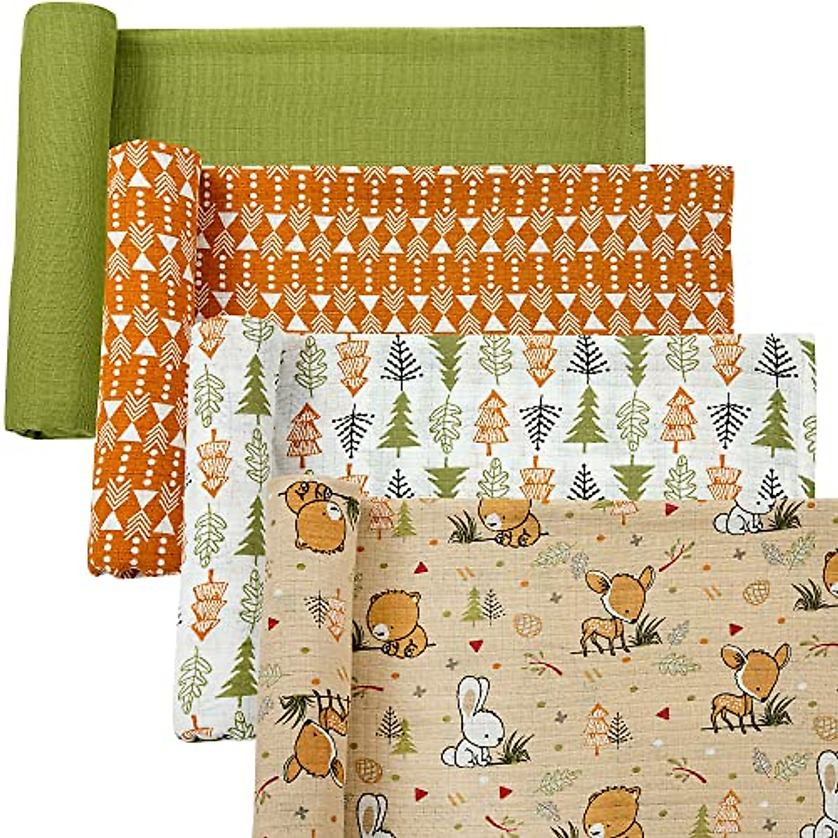 Muslin Swaddle Blankets Babies, Very Soft and Breathable Essential Receiving wrap, Ideal Newborn swaddling Set, Best Shower Gift, 47 X 47 inches (Into The Jungle (4 Pack))