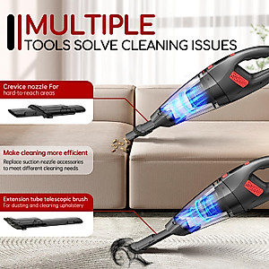 Handheld Vacuum Cordless Upgrade 9000PA, IMINSO Hand Vacuum with LED Light, Rechargeable Car Vacuum Cordless, Hand Held Vacuum Cleaner, Mini Vacuum for Car/Home, Lightweight Portable Vacuum