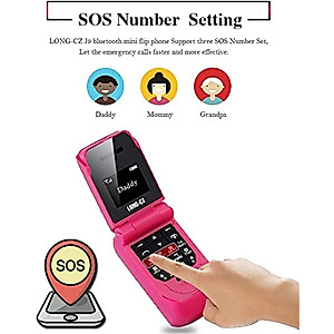 Long-CZ J9 World Mini Smallest Flip Mobile Phone Unlocked (Pink)