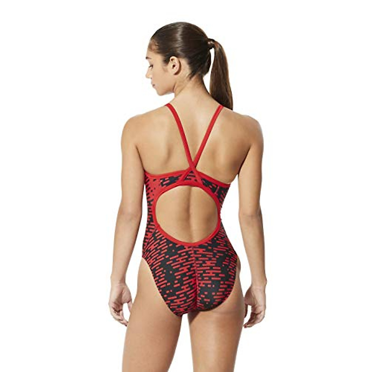 Speedo Women's Swimsuit One Piece Prolt Flyback Printed Adult Team Colors Modern Speedo Red, 26