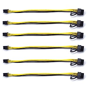 6 Pin Male to 8 Pin (6+2) Male PCIe Adapter Power Cable PCI Express Extension Cable (24 Inch)