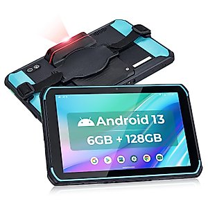 MUNBYN Rugged Tablet Scanner, Android 13 6GB+128GB Industrial Tablet, 8" Inventory Tablet, Equip with Honeywell N6703 1D 2D Scan Engine, IP66 Enterprise Tablet with Barcode Scanner for Warehouse