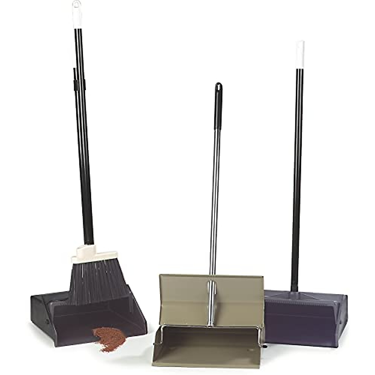 Carlisle FoodService Products Duo-Pan Upright Dust Pan with Serrated Yoke for Floor Cleaning, Restaurants, Office, And Janitorial Use, Plastic, 30 Inches, Black