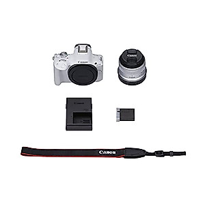 Canon EOS R50 Mirrorless Vlogging Camera (White) w/RF-S18-45mm F4.5-6.3 is STM Lens, 24.2 MP, 4K Video, Subject Detection & Tracking, Compact, Smartphone Connection, Content Creator