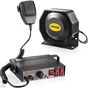 Vevor Police Sirens 200W 9-Tone Car Warning Alarm Handhold Microphone Light Control Switches Emergency Electronic PA System for Cars Fire Trucks : Electronics