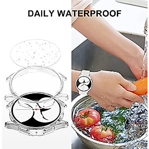 JZK [2+3] Pack Screen Protector for Samsung Galaxy Watch 5/Galaxy Watch 4 40mm, Hard PC Protective Bumper Case + Tempered Glass Screen Protector Film for Galaxy Watch 5/4 40mm Accessories,Clear+Clear