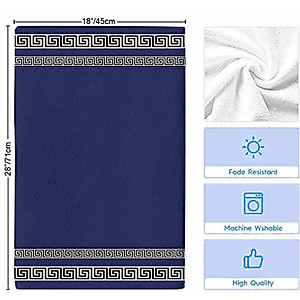 VDLBT Kitchen Towels Geometric Greek Key Dish Cloth Fingertip Bath Towel Navy Blue Hand Drying Soft Tea Towel 18x28in 2PCS
