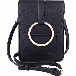 B BRENTANO Vegan Small Flap-Over Crossbody Bag and Waist Purse with RIFD Blocking (Black)