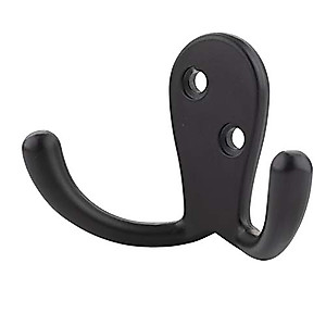 Amazon Basics Curved Zinc Robe Hook - Flat Black, 5-Pack