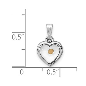 Sterling Silver Rhodium-plated Small Heart with Mustard Seed Pendant QQC7399